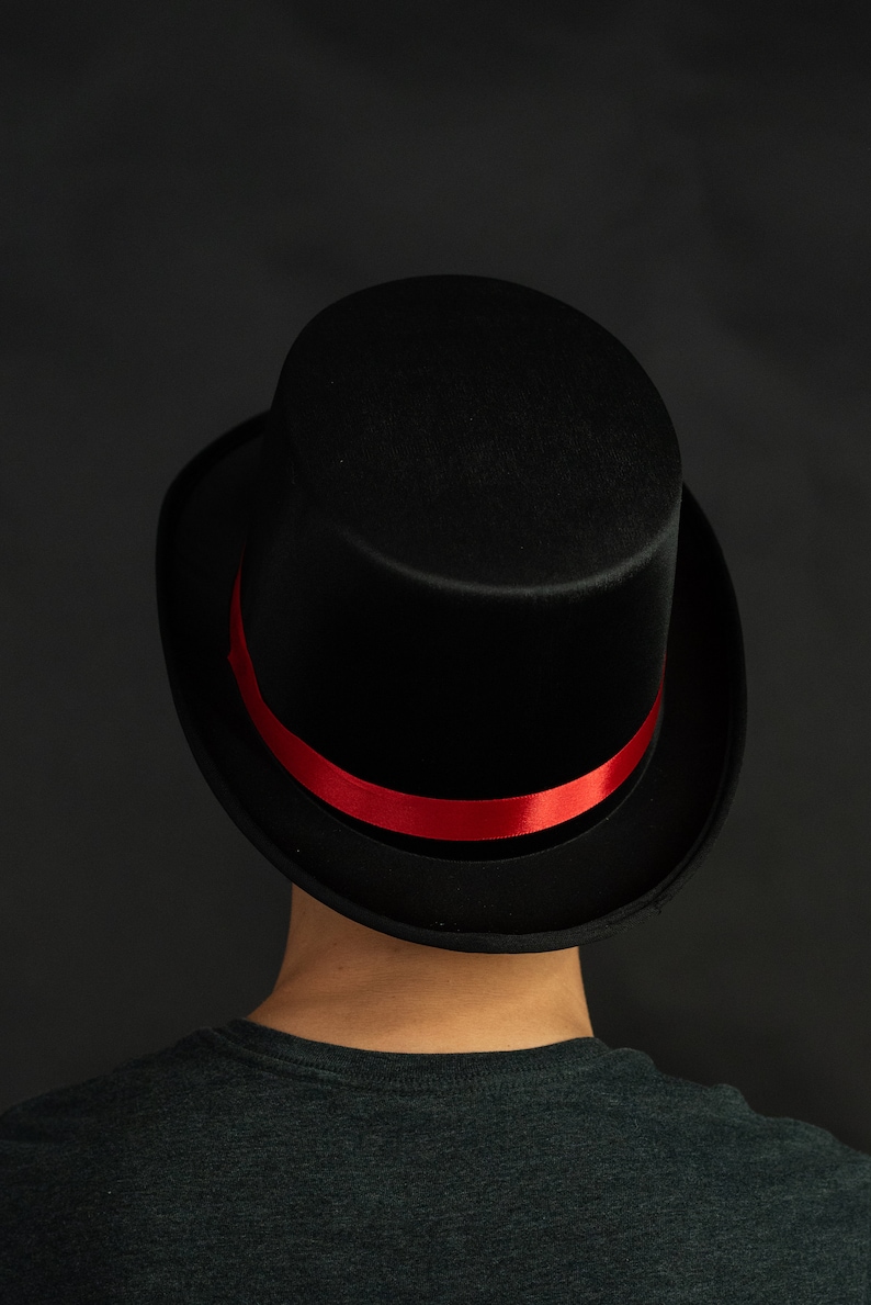Black Top Hat With Red Band Caroler Snowman Ringmaster Mad | Etsy