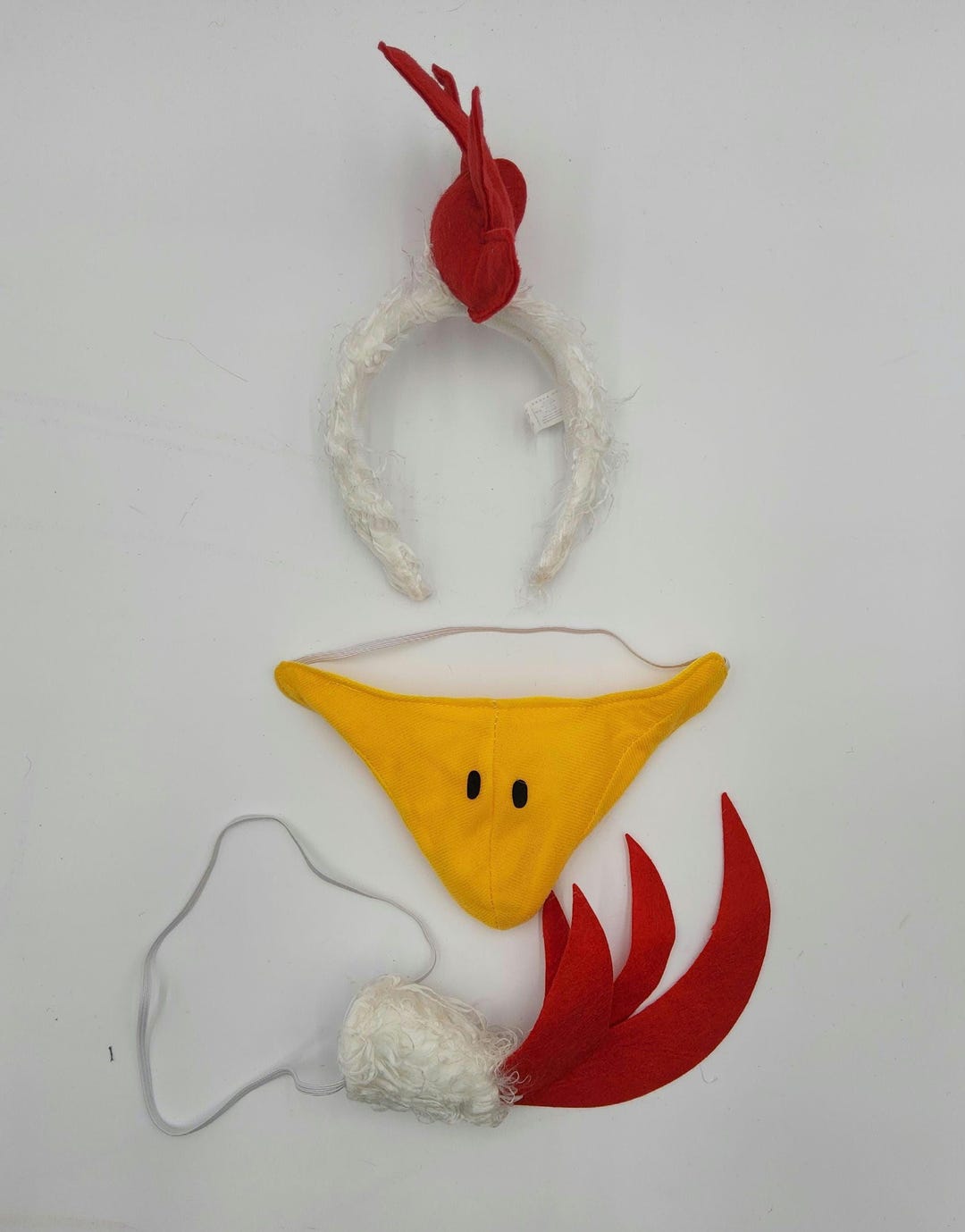 Adults Kids Funny White Rooster Chicken Costume Kit Headband Tail Beak ...