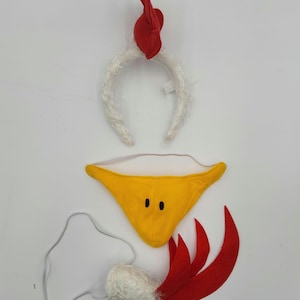 Adults Kids Funny White Rooster Chicken Costume Kit Headband Tail Beak ...