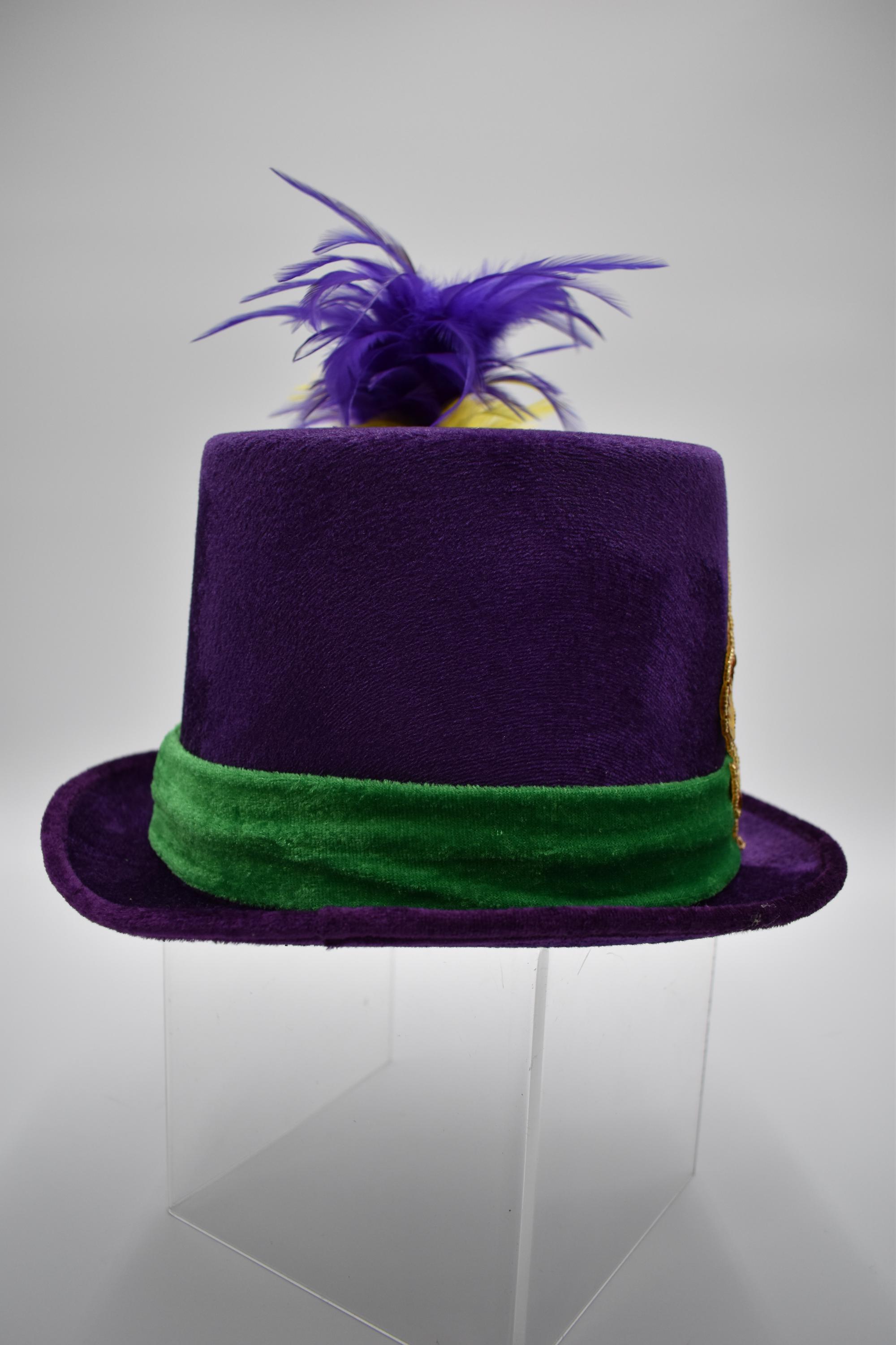 Adult Teen Deluxe Velvet Mardi Gras Purple Top Hat Gold Fleur Di Lis ...