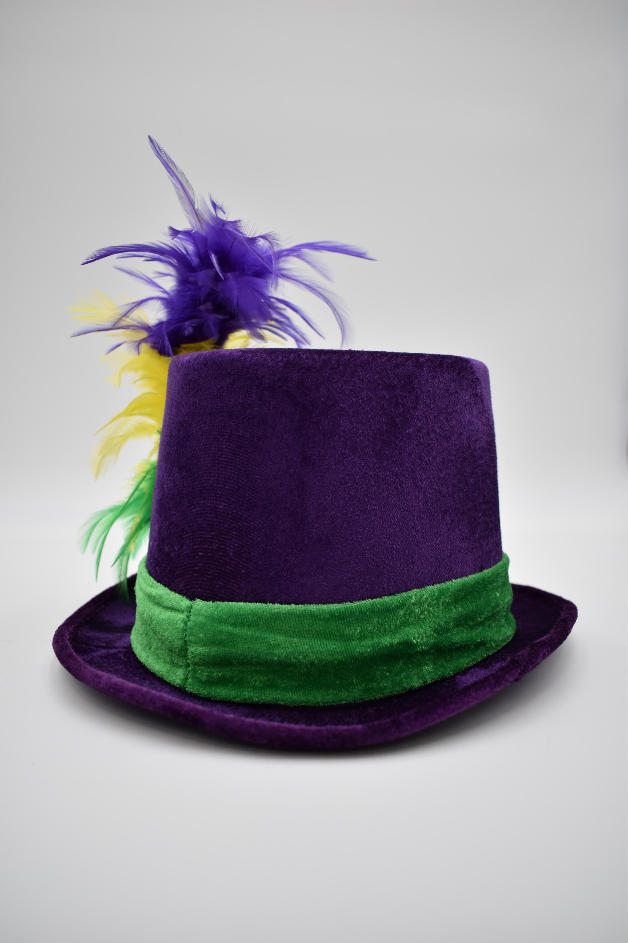 Adult Teen Deluxe Velvet Mardi Gras Purple Top Hat Gold Fleur Di Lis ...