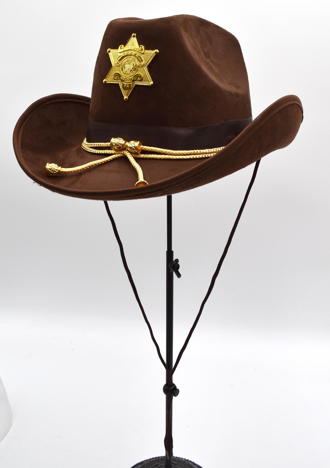 Unisex Adult Brown Cowboy Sheriff Hat Western State Trooper Cosplay Cap ...