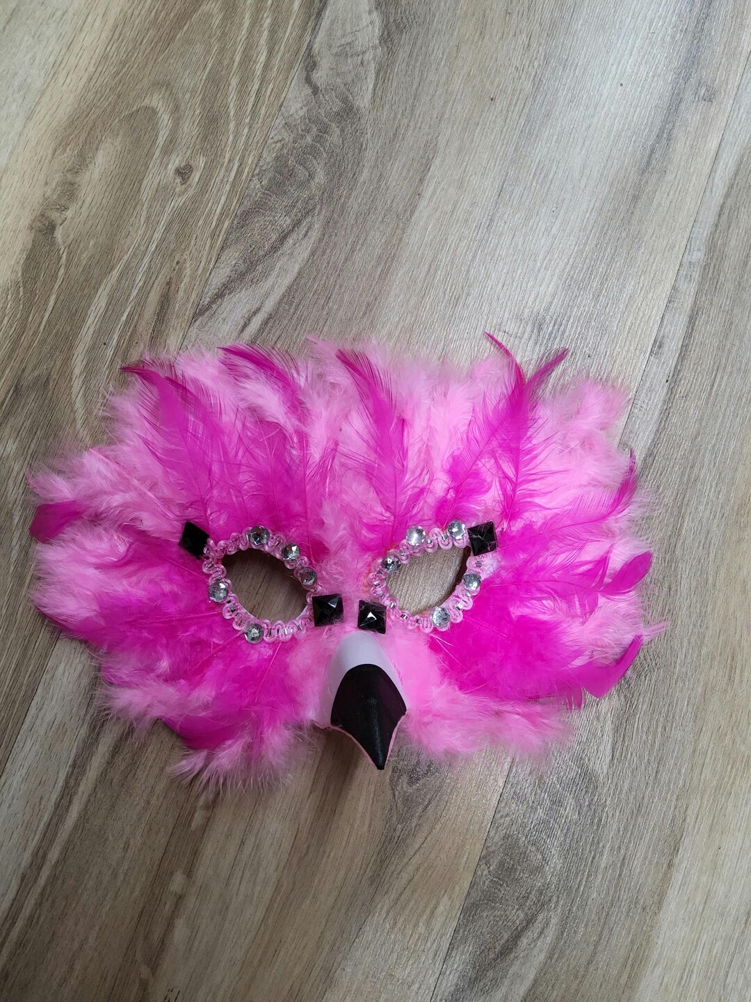 Adult Feathered Pink Flamingo Gems Masquerade Bird Animal Costume Half ...