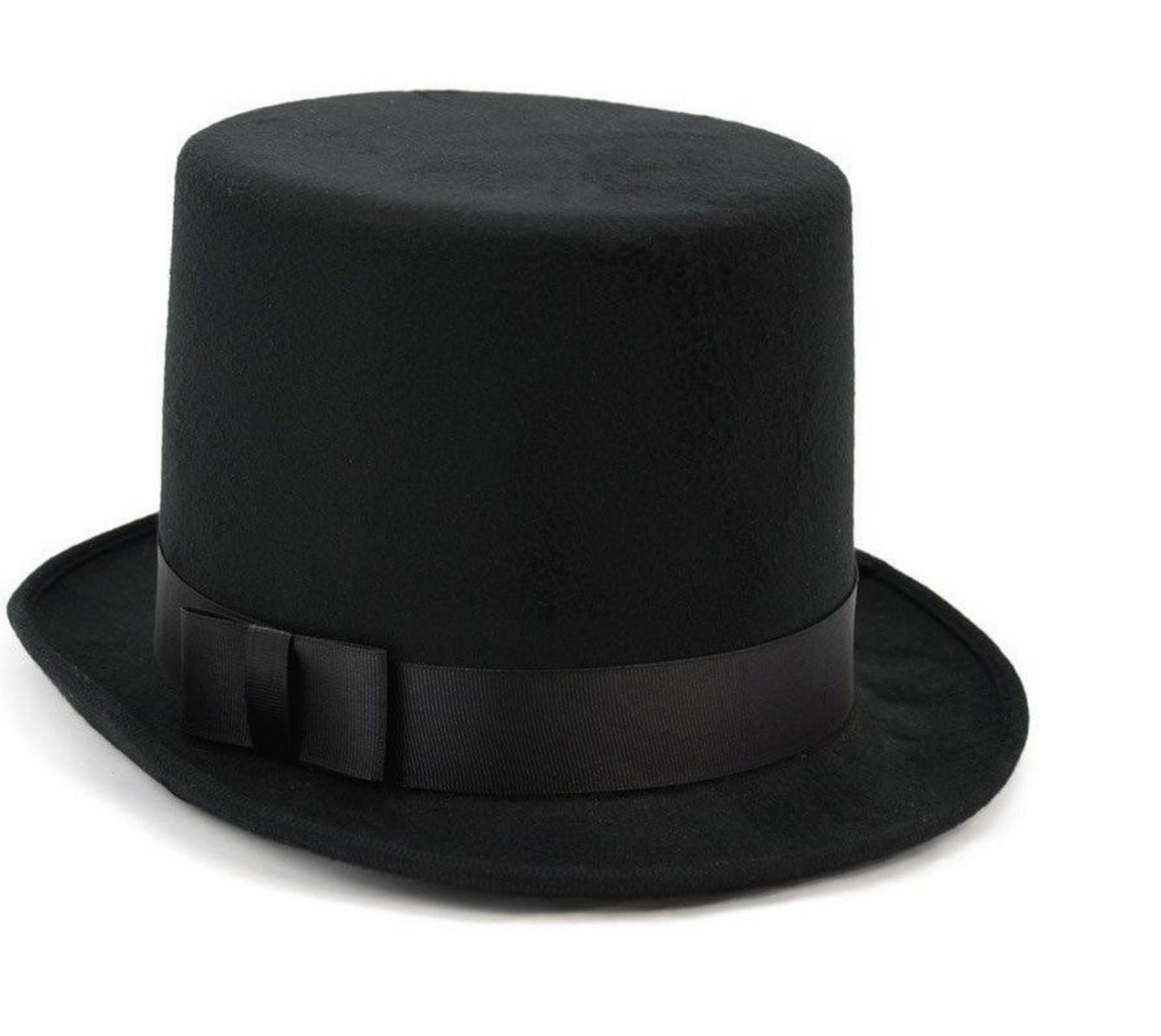 Deluxe Felt Top Hat High Crown Victorian Dickens Black Steampunk Dapper ...