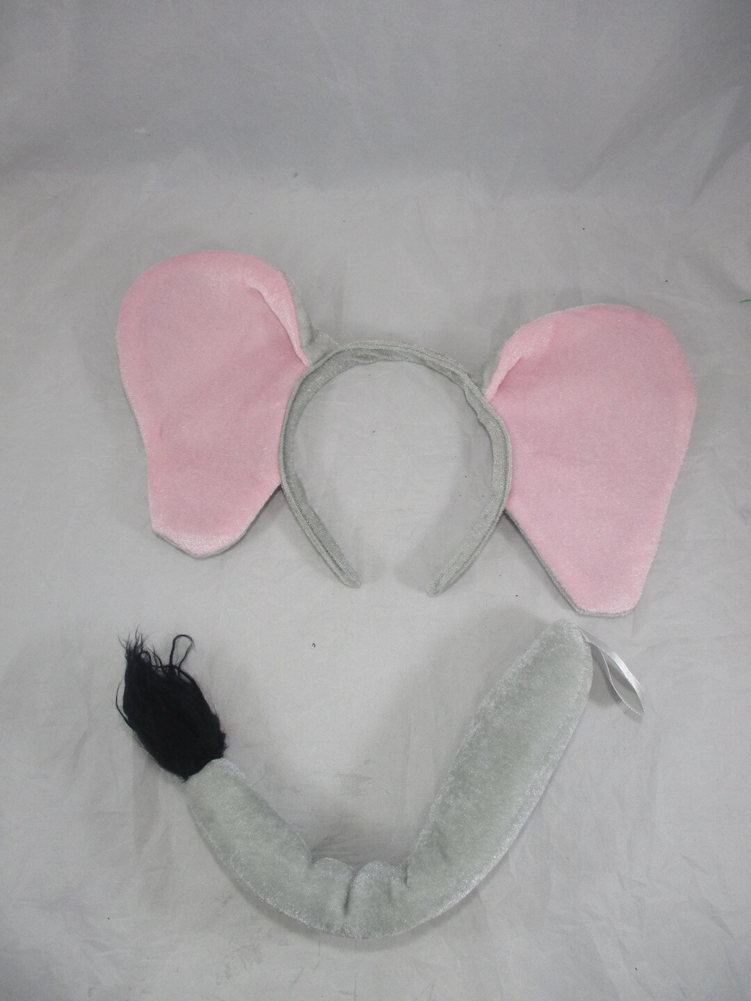 Adult Child Pink Gray Jumbo Giant Elephant Ear on Headband and Tail ...