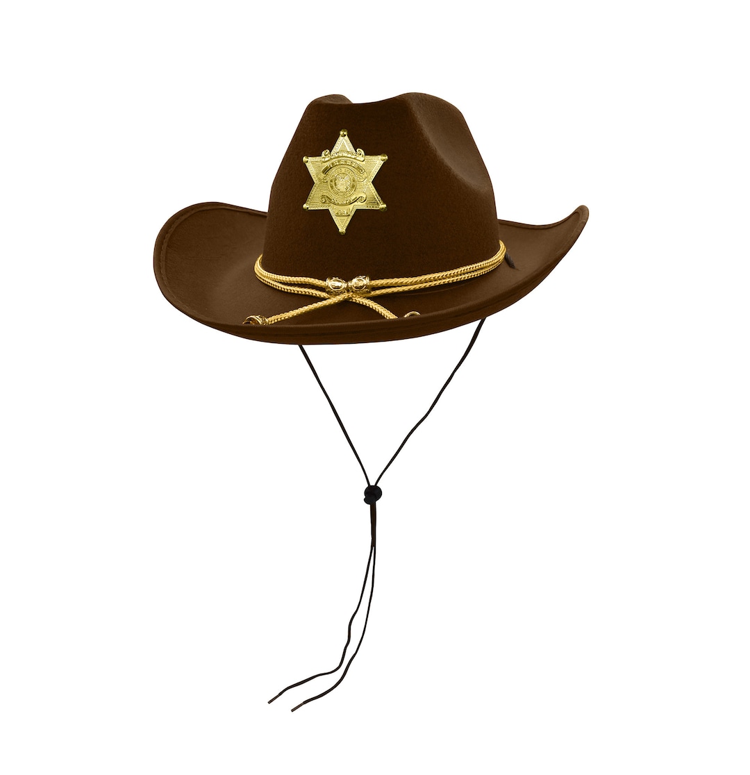 Unisex Adult Brown Cowboy Sheriff Hat Western State Trooper Cosplay Cap ...