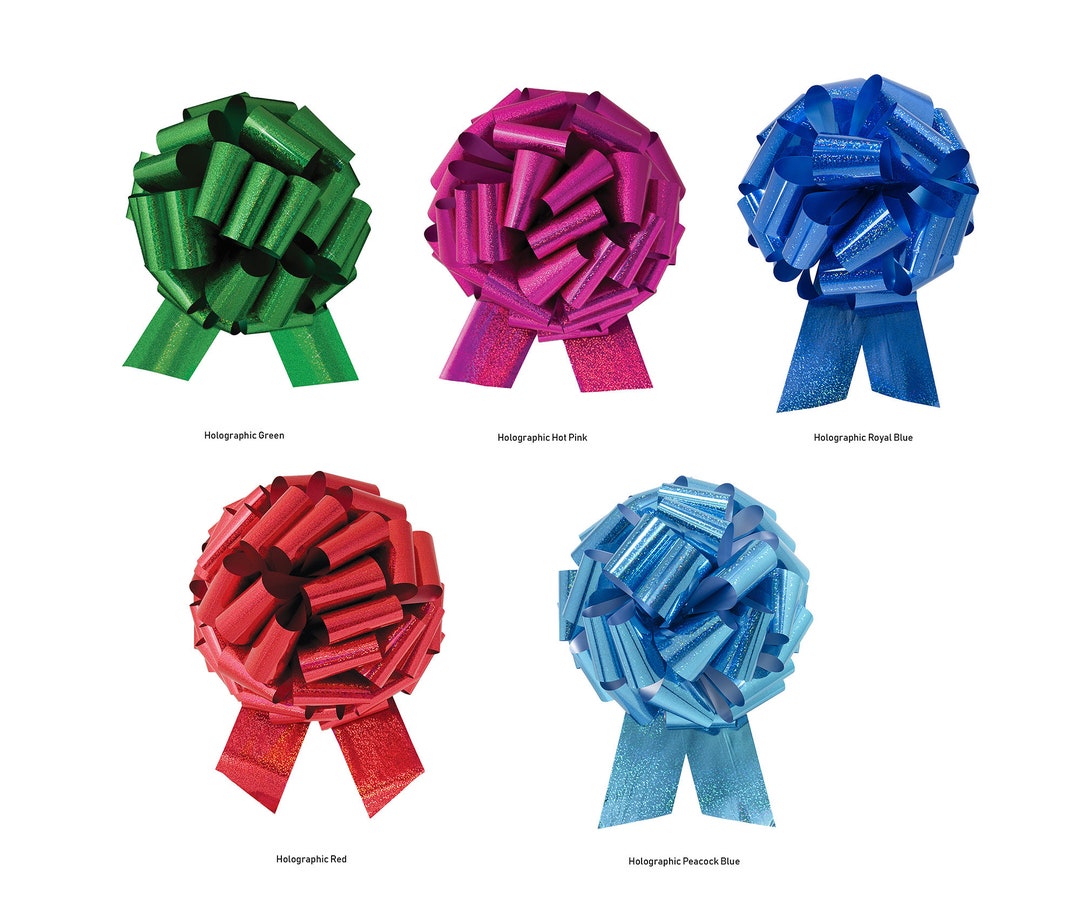 Large Single 14 Instant Holo Pull Bow 20 Loops Holographic Pew Bows ...