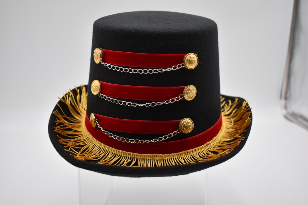 Adult Deluxe Red & Black Ringmaster Top Hat Coachman Circus Carnival ...
