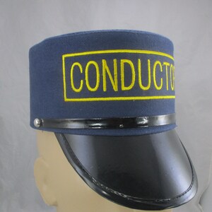 Mens Womens Military Navy Blue Train Conductor Hat Victorian Steampunk ...