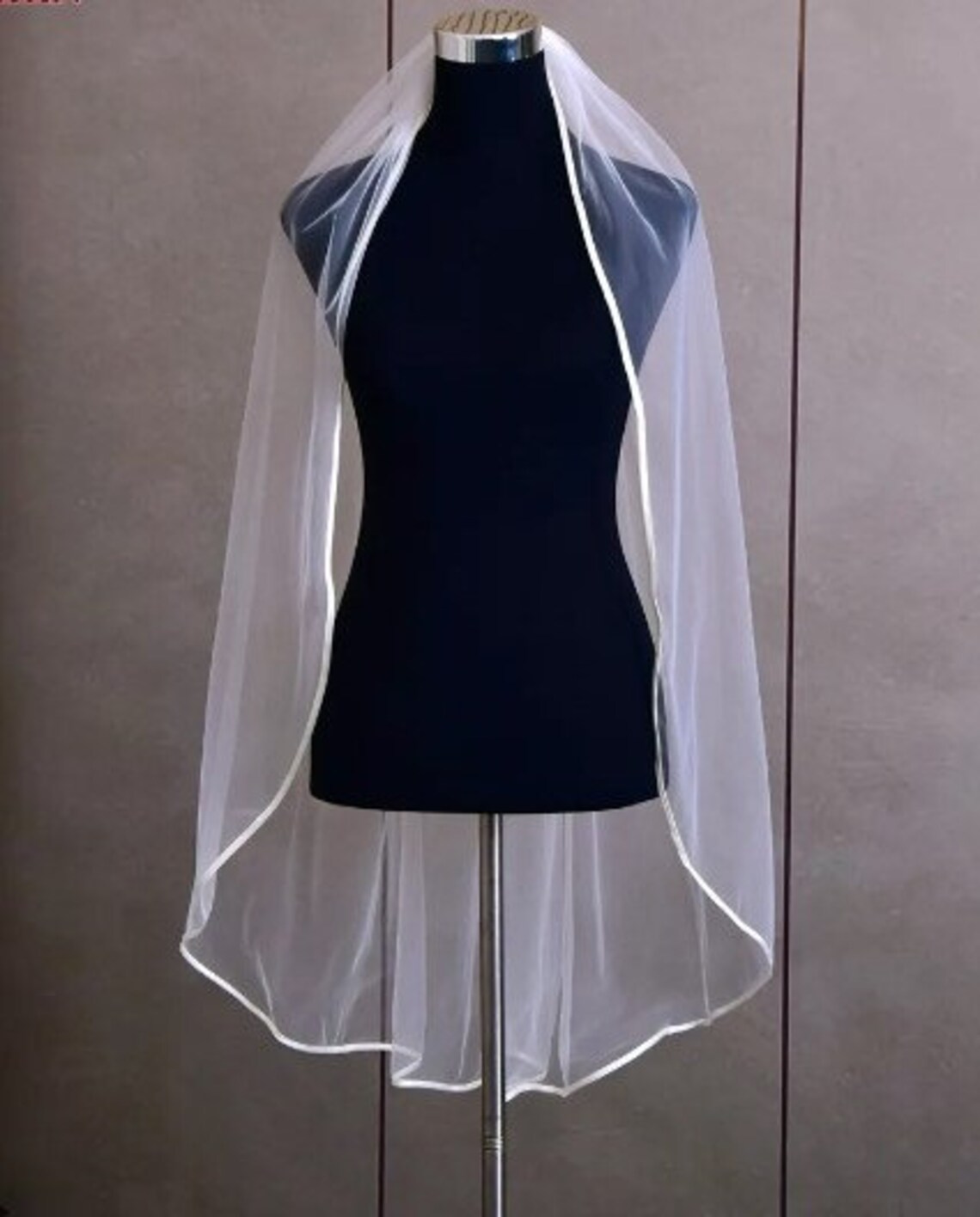 Soft Ribbon Edge Wedding Veil, Fingertip Length Wedding Veil, Ribbon ...