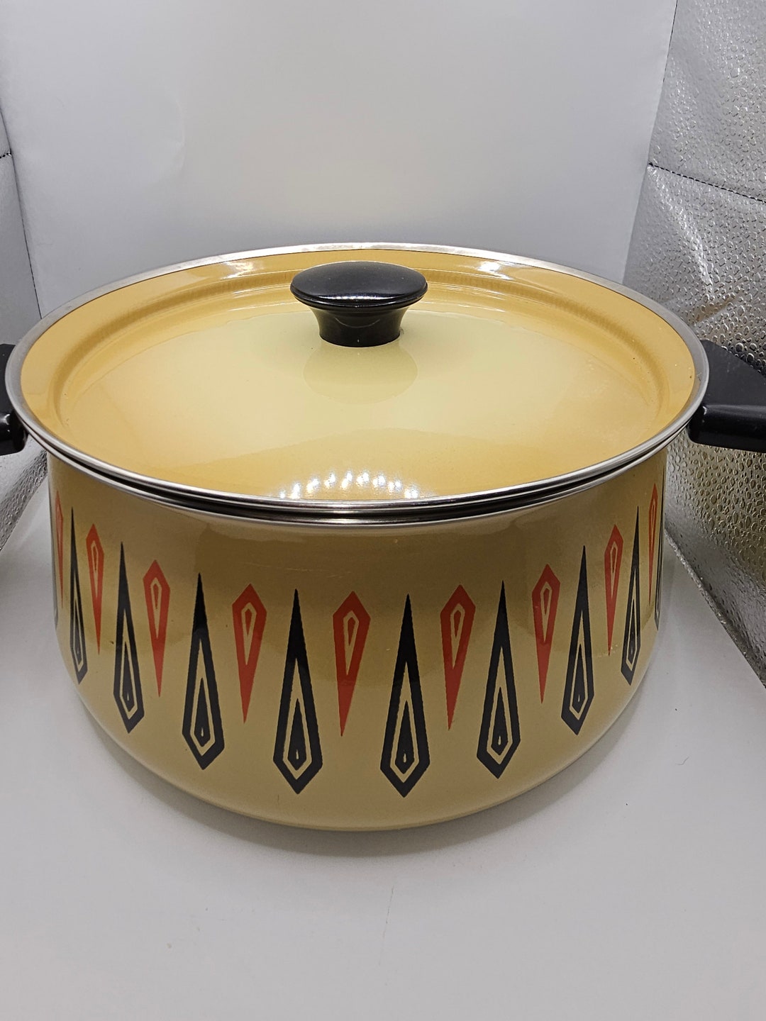 Vintage Mid Century Enamel Pot With Lid - Etsy