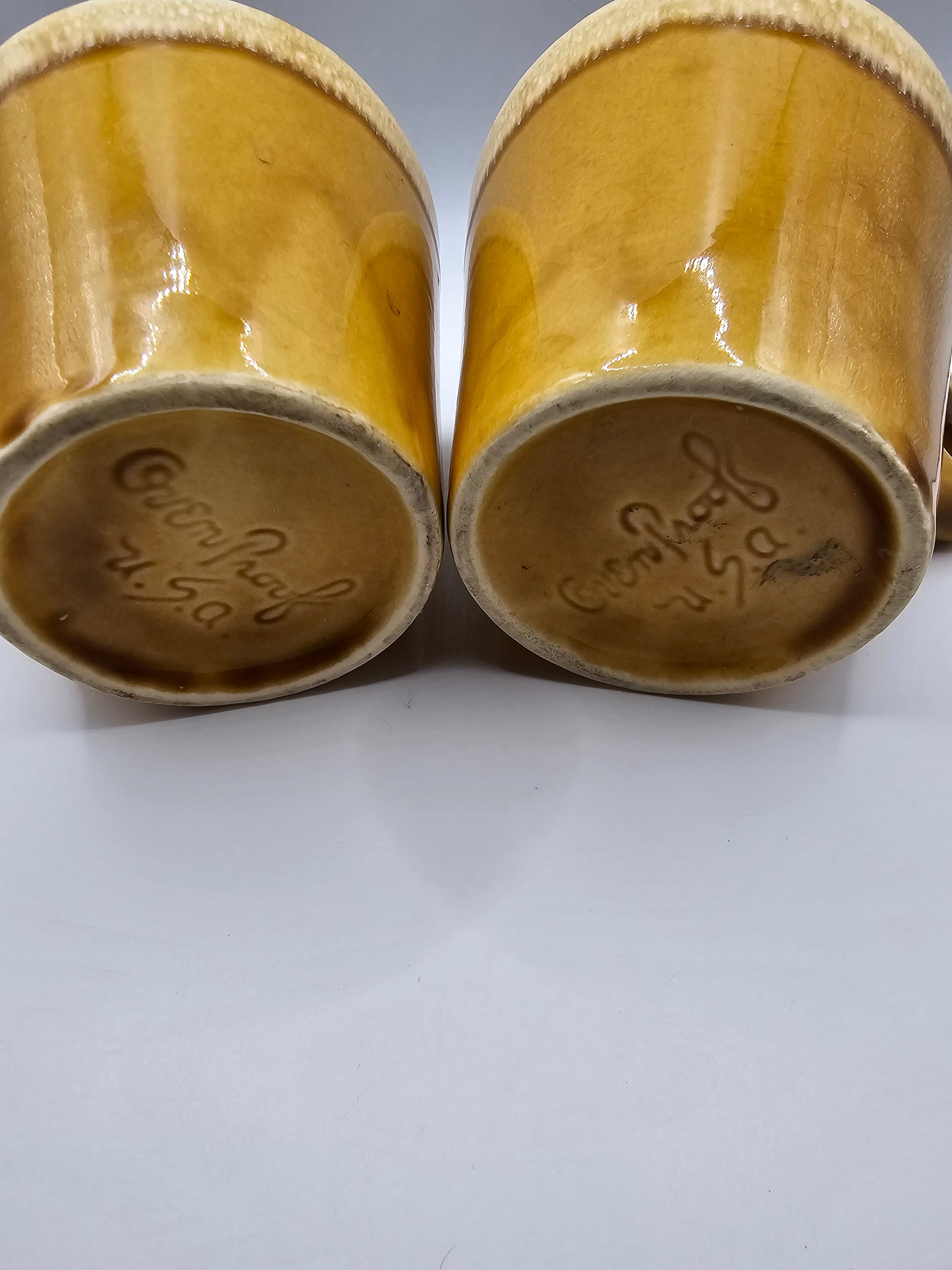 Vintage Hull Pottery Butterscotch Drip Glaze Coffee Mugs - Etsy