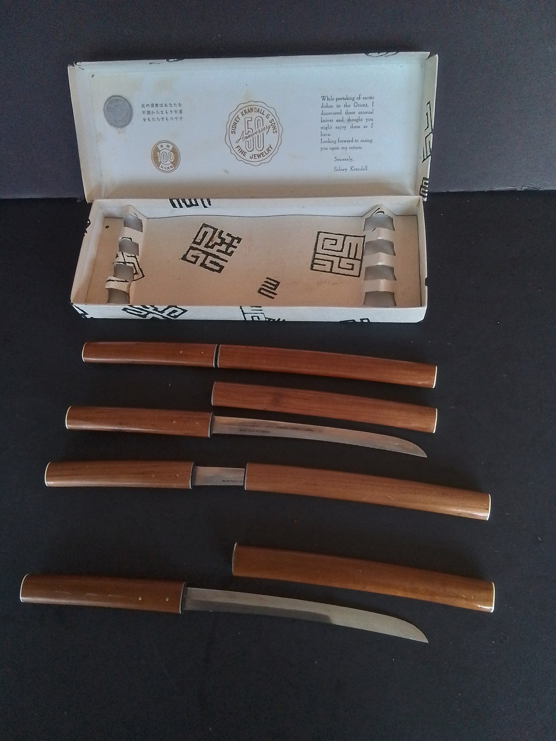Sidney Krandall & Sons 50th Anniversary Knives, 4 Samurai Japanese ...