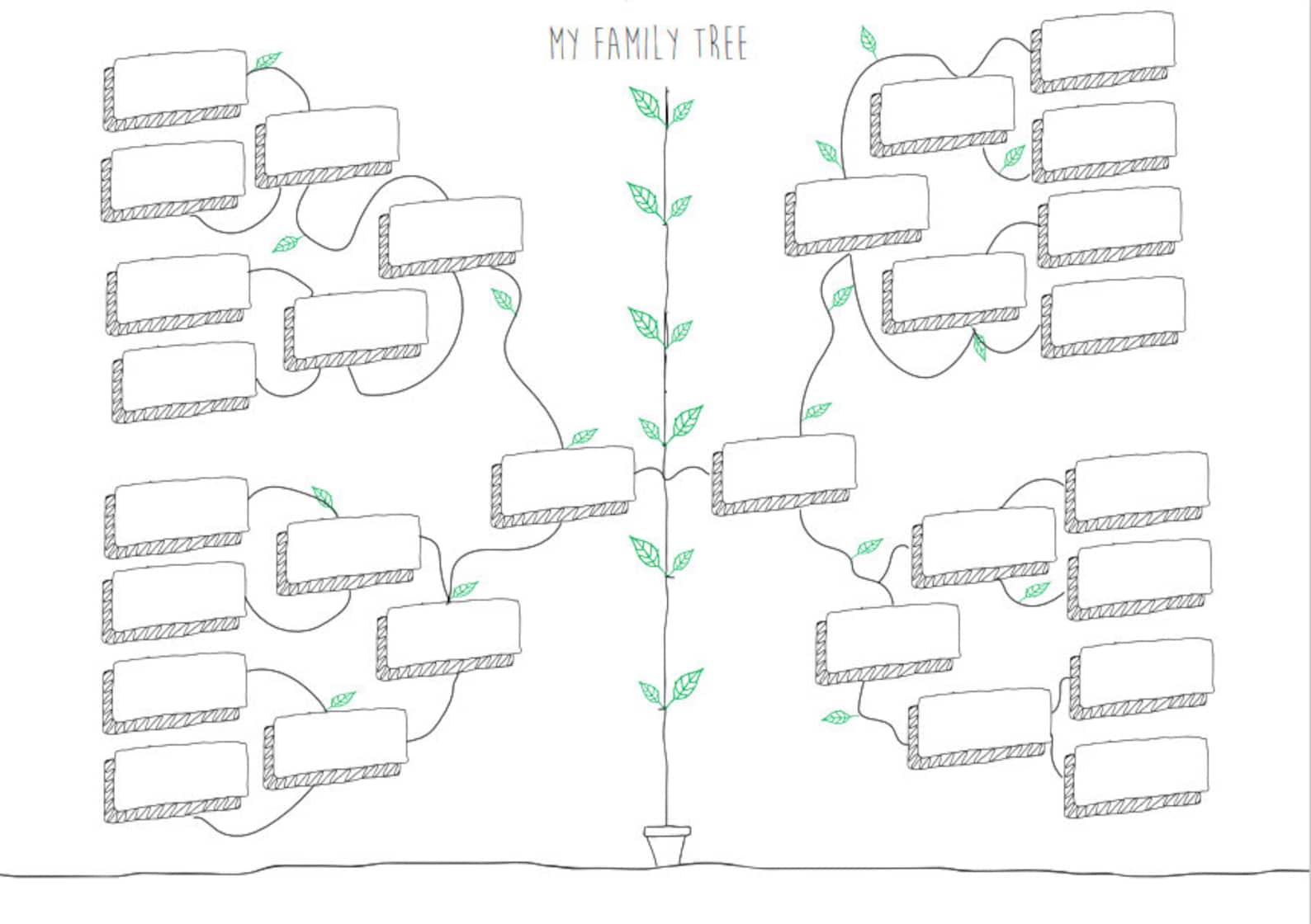 Blank Four Generation Family Tree Chart Digital Download - Etsy