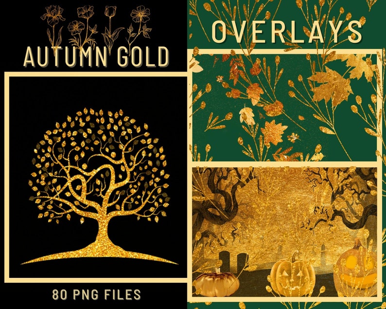 Golden Autumn Photoshop Photo Overlays PNG Transparent - Etsy