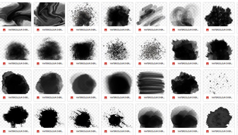 WATERCOLOUR Wet Brush Clipping Mask Overlays, High Quality PNG Digital ...