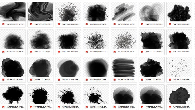 WATERCOLOUR Wet Brush Clipping Mask Overlays, High Quality PNG Digital ...
