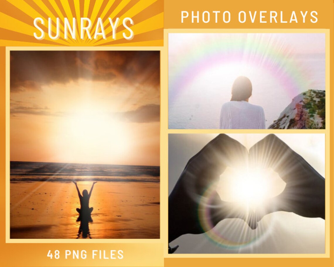 SUN, Rays & Flares Photoshop Photo Overlays. High Quality, PNG Digital ...