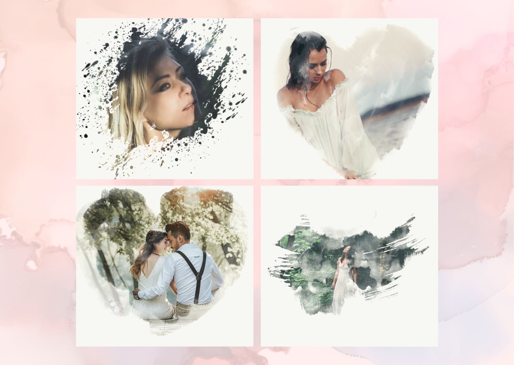 WATERCOLOUR Wet Brush Clipping Mask Overlays, High Quality PNG Digital ...