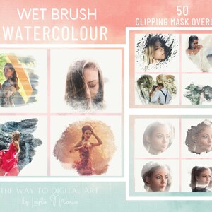 WATERCOLOUR Wet Brush Clipping Mask Overlays, High Quality PNG Digital ...