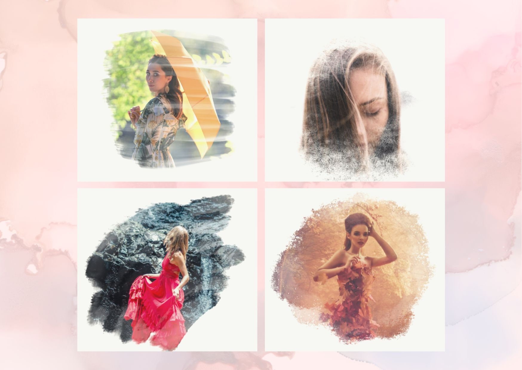 WATERCOLOUR Wet Brush Clipping Mask Overlays, High Quality PNG Digital ...