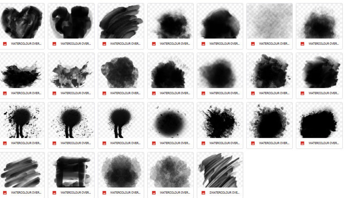 WATERCOLOUR Wet Brush Clipping Mask Overlays, High Quality PNG Digital ...