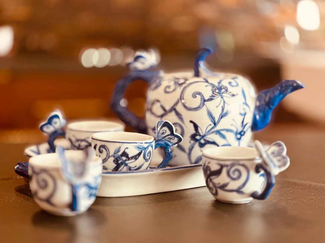 Vintage English Blue Willow Tea Set | Chinoiserie Set - Etsy