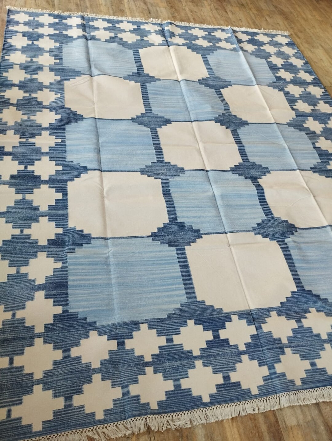 7’9”X15’3” Ft Handmade Flat Weave Rug, Custom Size Area Dhurrie, Home ...