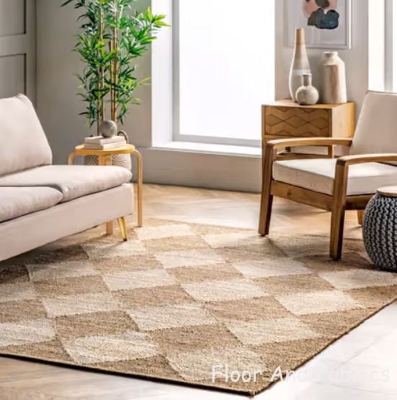Handmade Natural and White Diamond Pattern Rug & Carpet - Etsy