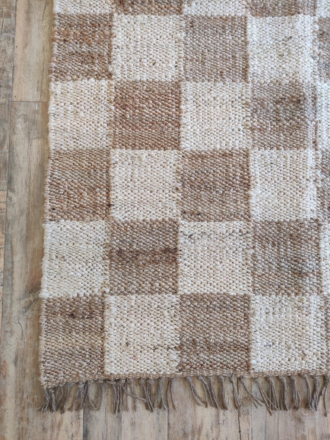 Natural Jute Organic Checkered Area Rug - Grid Carpet Personalized - Etsy