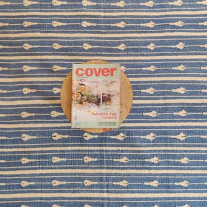 Cotton Wool Blue and White Handmade Rug, Handwoven Modern Flatweave ...