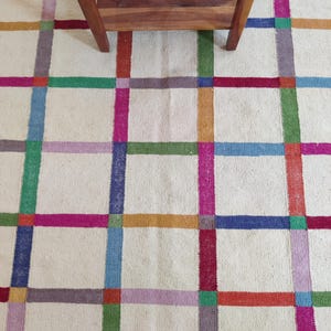 Checkered Wool Rug, Handwoven Wool Rug, 6x9 Ft Rug, Area Rug ...