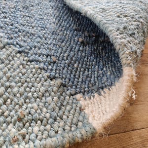 Handwoven Blue Jute Rug: Geometric Diamond Boho Style - Etsy