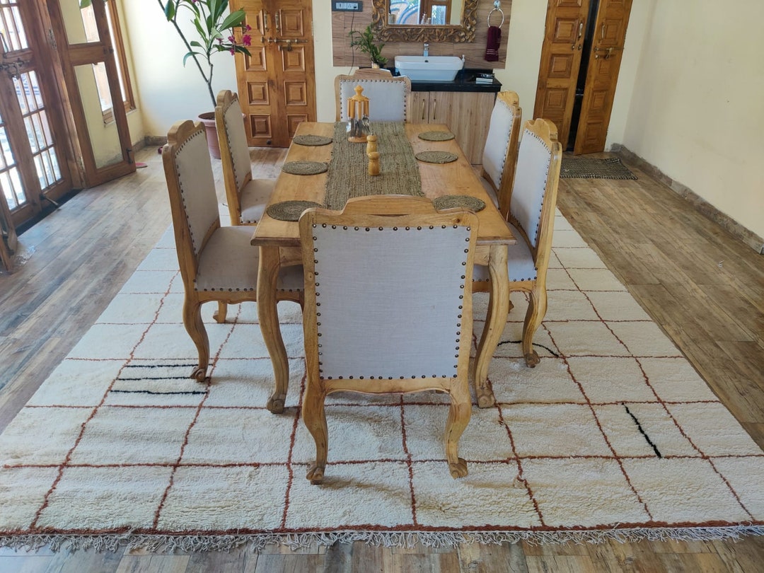 Moroccan Checkered Grid Hand-knotted Woolen Area Rug for Home - Etsy