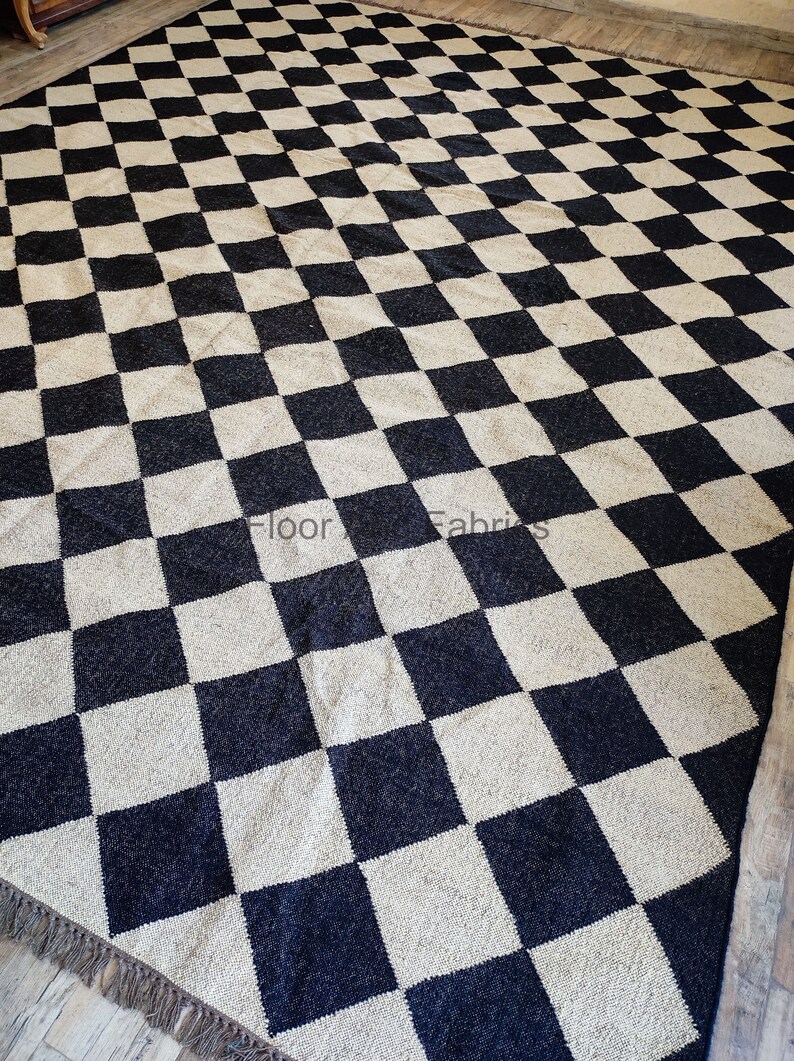 Black & White Diamond Checker Rug Checkerboard Home Interior - Etsy