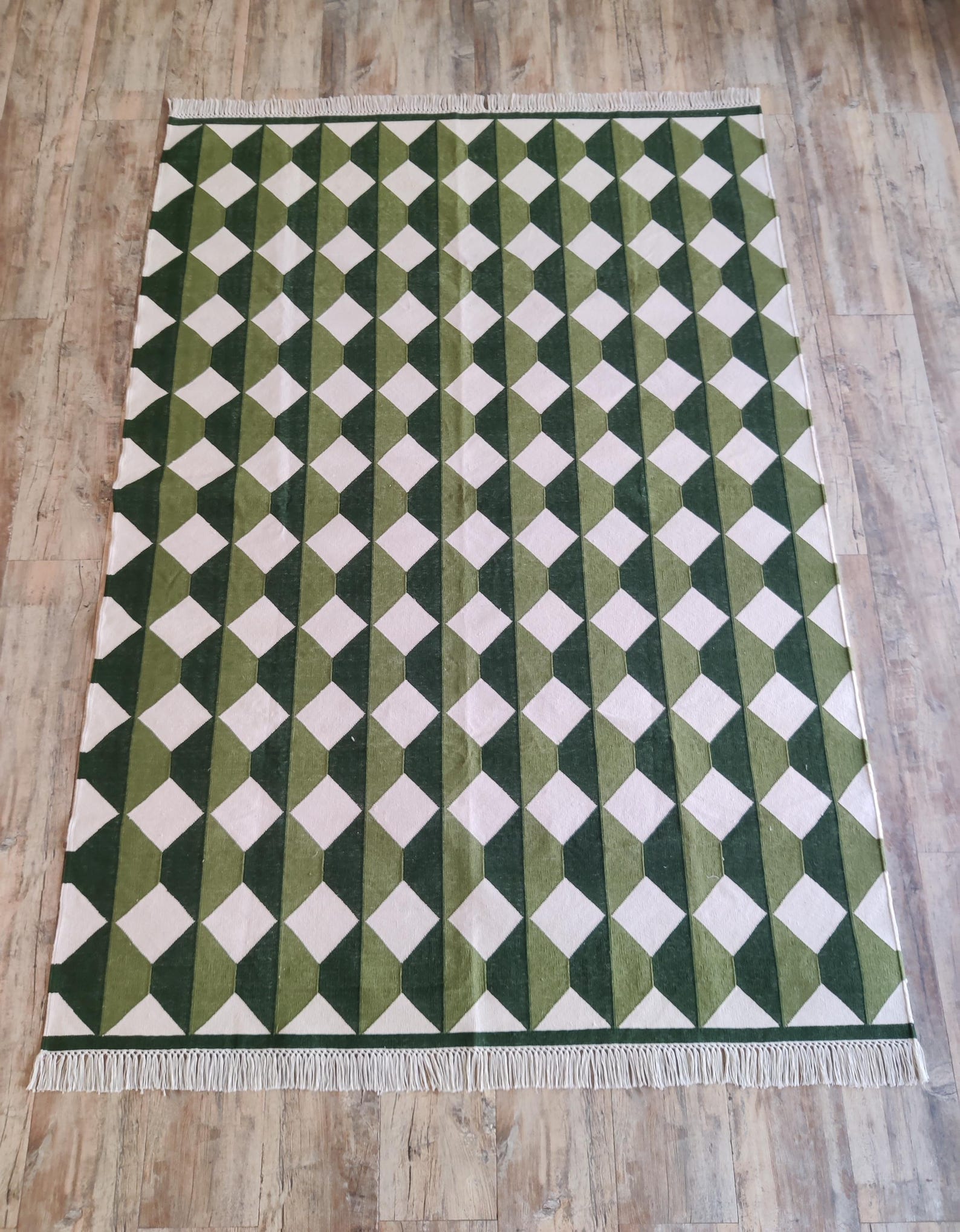 Modern Diamond Pattern Kilim Style Rug, Handwoven Cotton Flatweave Rug ...