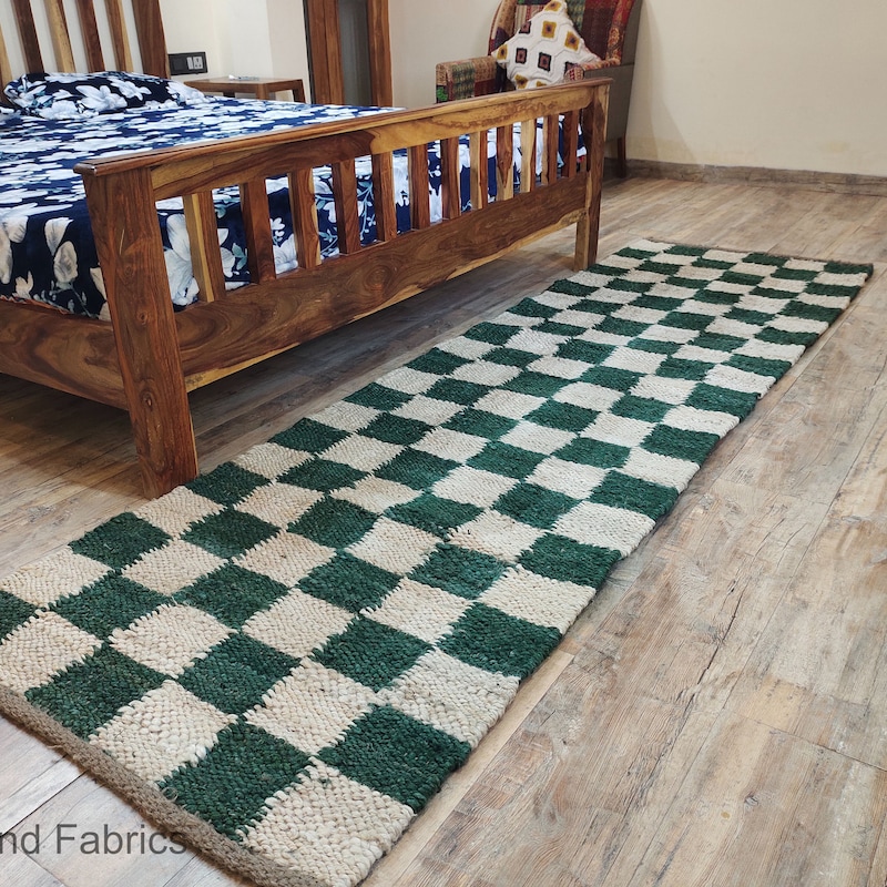 Checkered Rug Runner - Etsy