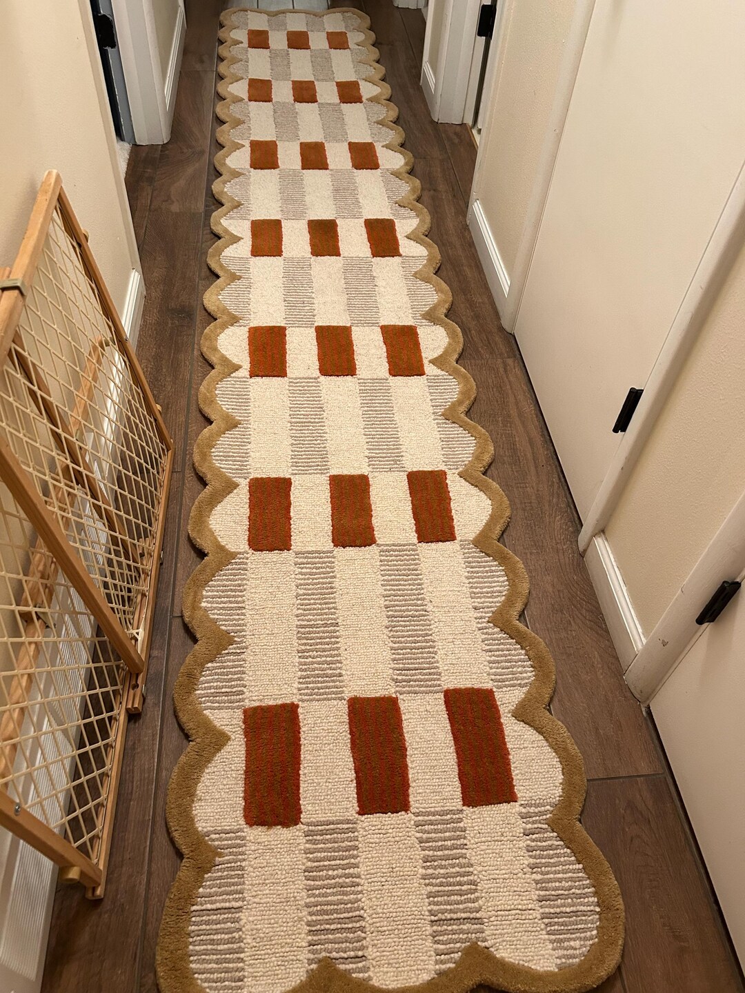 Hand-tufted Wool Plaid Rug, 8x10 Modern Wool Scallop Hand-tufted Rug ...