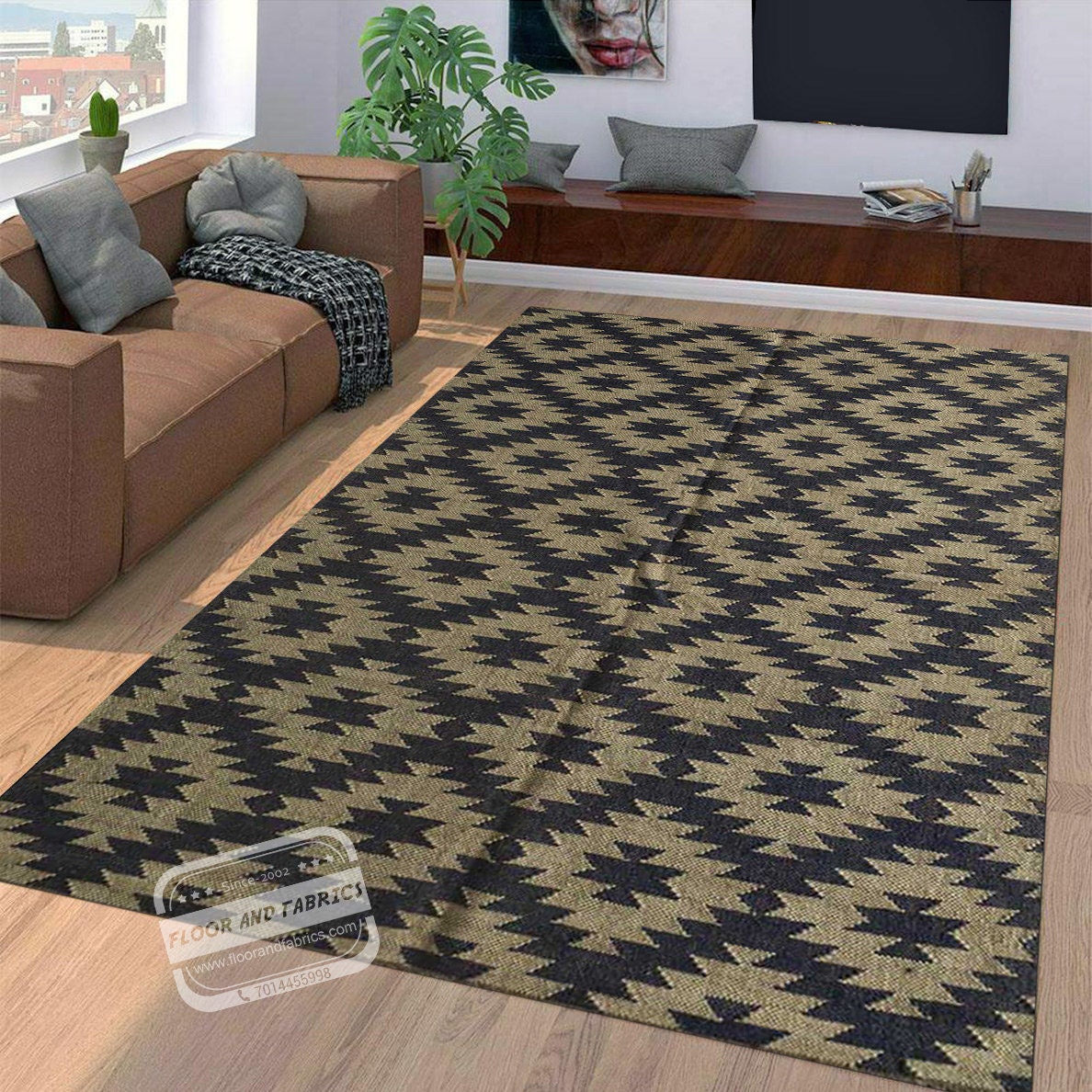 Black and White Wool Jute Navajo Area Rug, Home Decor Rug, Jute KILIM ...