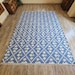 Cotton Wool Blue and White Handmade Rug, Handwoven Modern Flatweave ...