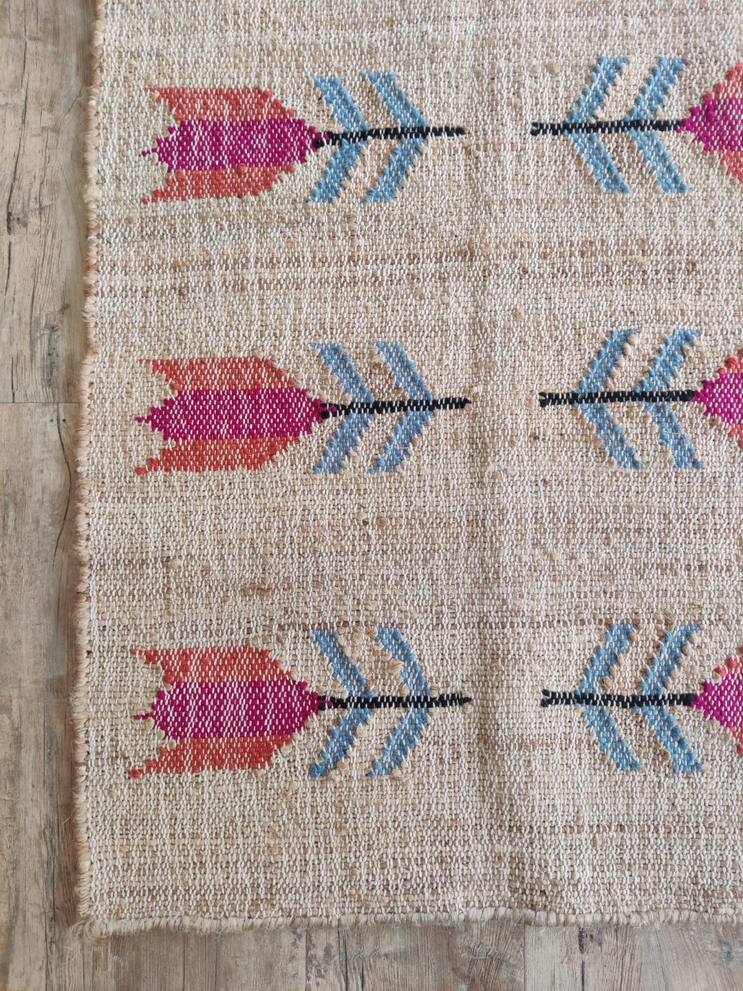 Natural Jute Area Rug, Floral Rug, Cotton Jute Rug, Jute Bed Side Rug ...