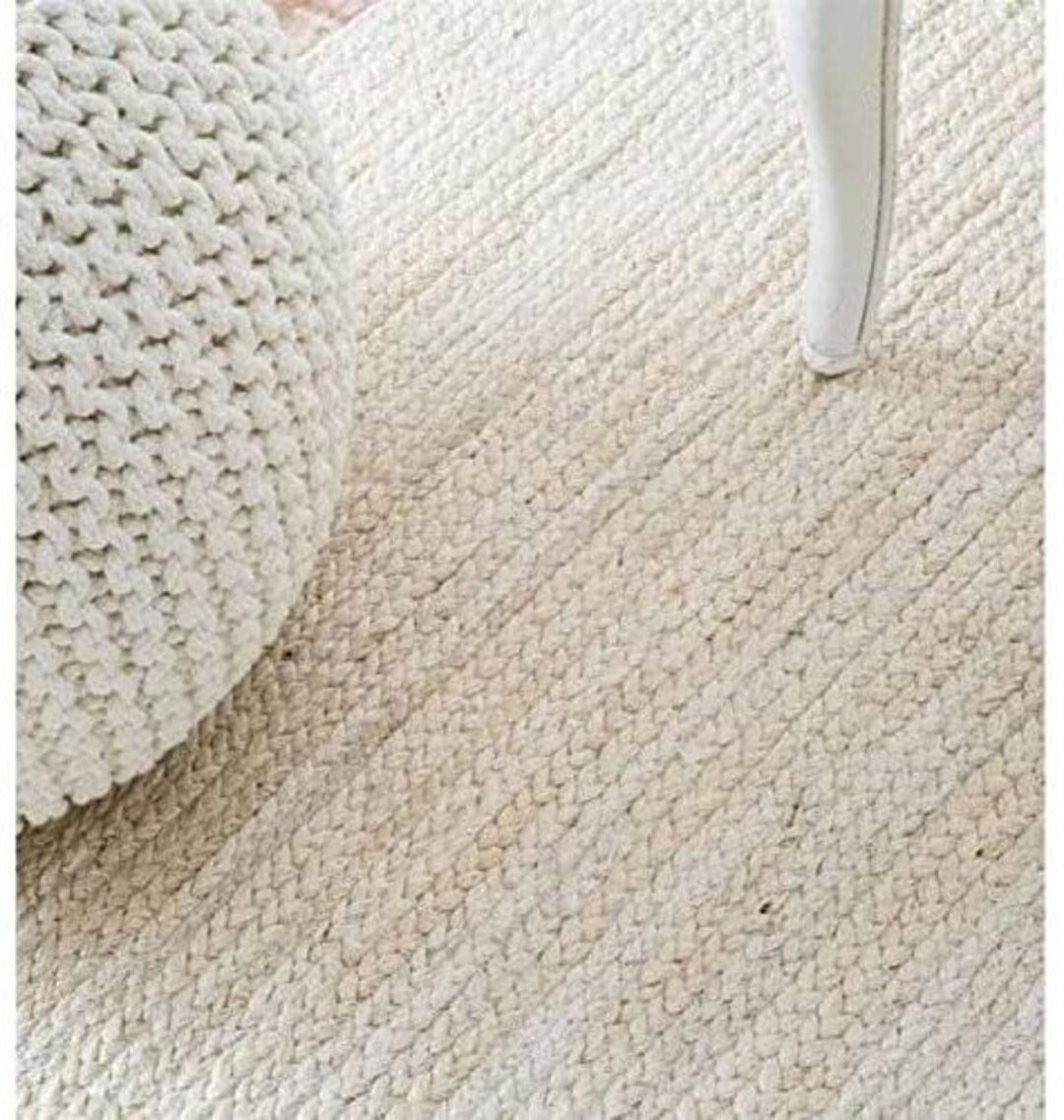 5x8 Ft White Oval Rug, Jute Area Rug, Home Decor Rug, Braided Rug, Jute ...