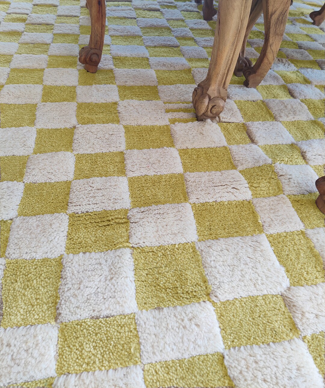 Handmade Checker Grid Irregular Rug, Home and Living Room Area Rug ...