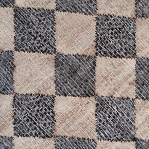 Natural Jute Area Rug, Black Diamond Jute Rug, Checkerboard Rug, Cotton ...