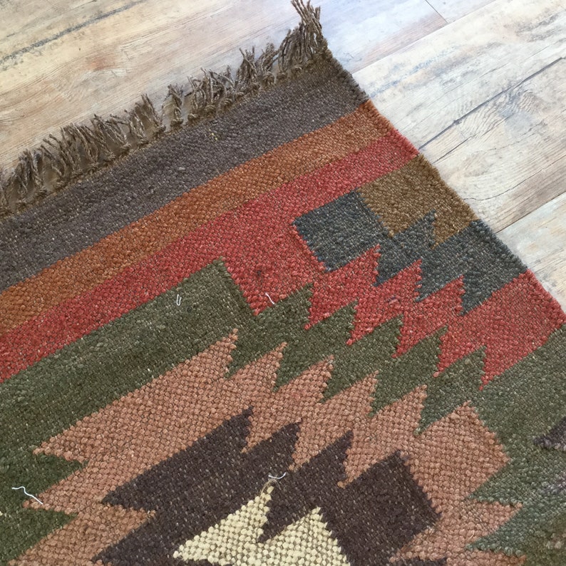 4X6 Wool Jute Geometric Kilim Area Rug Indian Handmade Persian - Etsy
