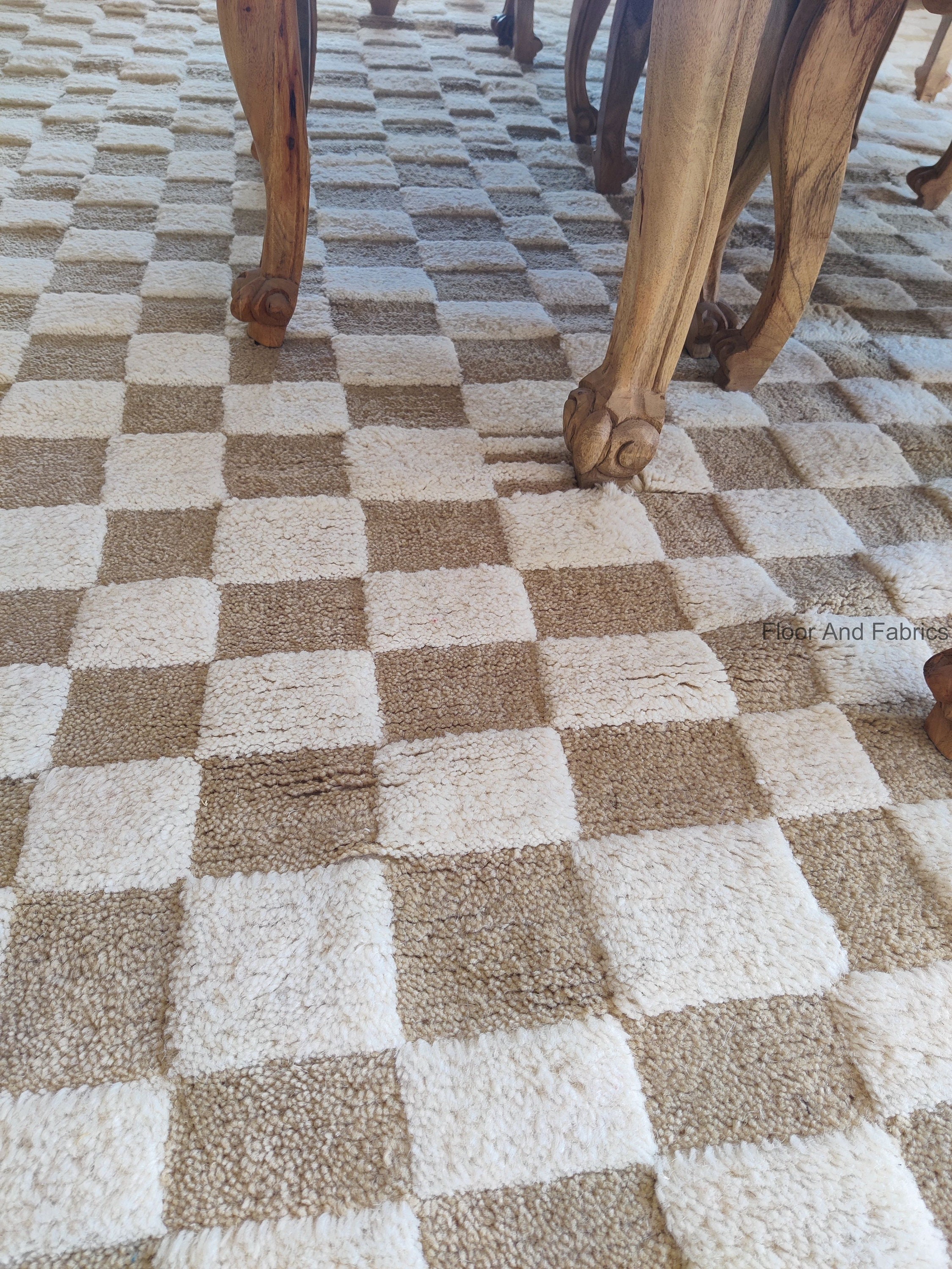 Handmade Checkerboard Area Rug Checker Wool Moroccan Carpet - Etsy