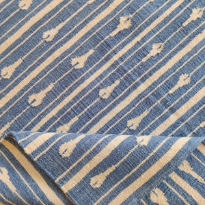 Cotton Wool Blue and White Handmade Rug, Handwoven Modern Flatweave ...