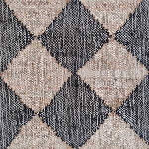 Natural Jute Area Rug, Black Diamond Jute Rug, Checkerboard Rug, Cotton ...