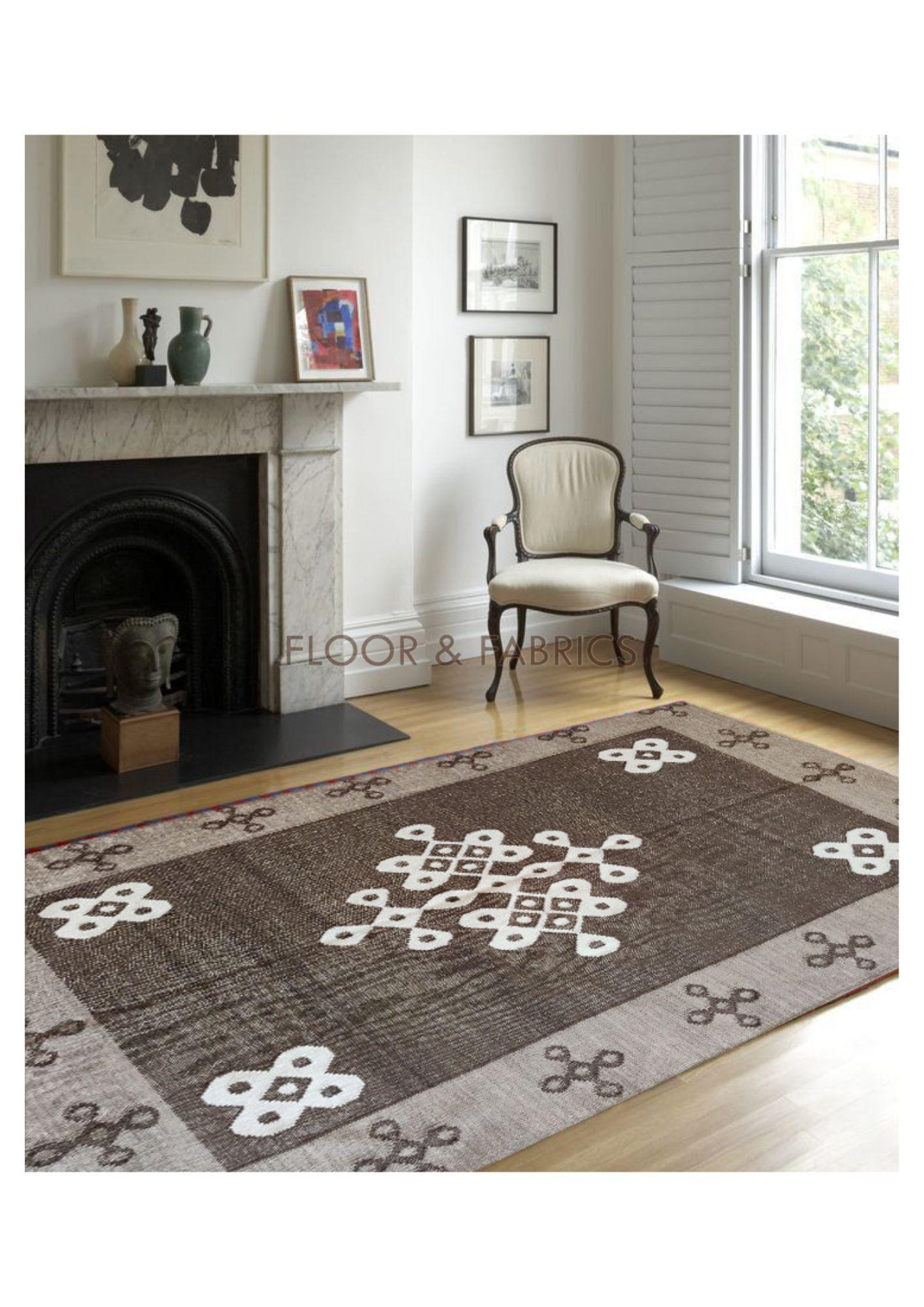 5X7 Hand Woven Flat Weave Rug, Custom Size Area Dhurrie, Home & Living ...