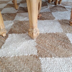 Floor Area Diamond Design Rug, Natural & Bleach Hemp Handmade Jute ...